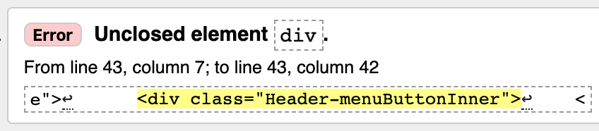 x/website/{internal/dl,content/static}: there is no closing tag for ...
