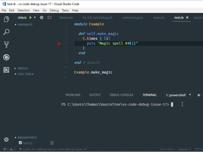 Debugger Still Breaking After I Turn Off The Breakpoint · Issue 44 · Rubyidevscode Ruby · Github 0927