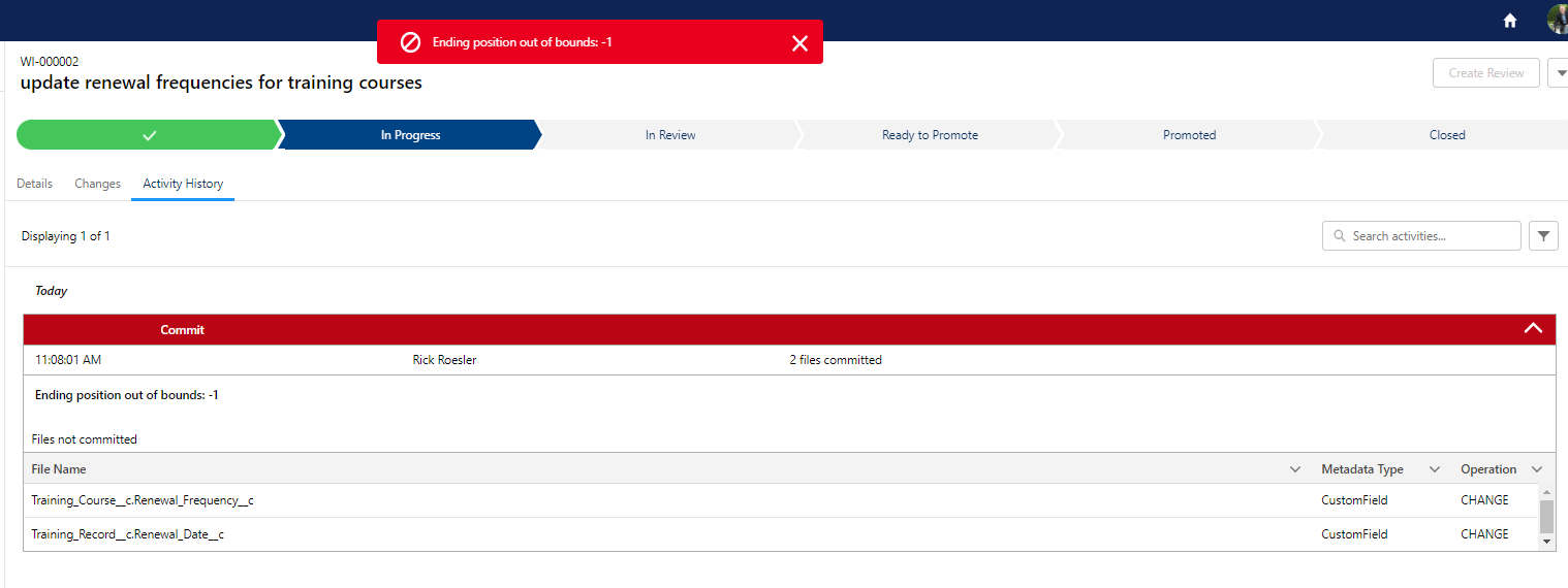 Ending position out of bounds: -1 · Issue #158 · forcedotcom/devops-center-feedback · GitHub