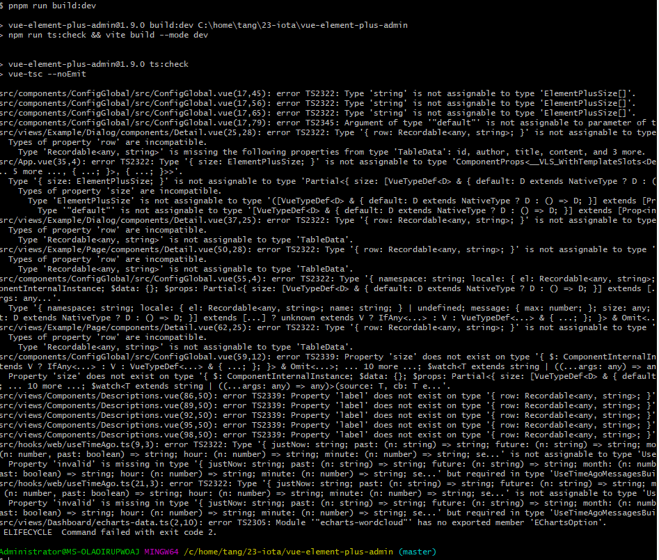 pnpm run build:dev 错误 · Issue #223 · kailong321200875/vue-element-plus-admin · GitHub