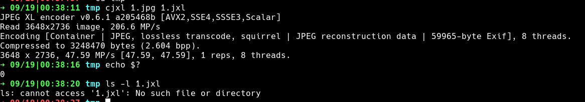 No output file produced when converting a JPG file, cjxl exists without error · Issue #1759 ...