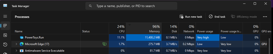 High RAM usage by PowerToys.Run · Issue #27387 · microsoft/PowerToys · GitHub