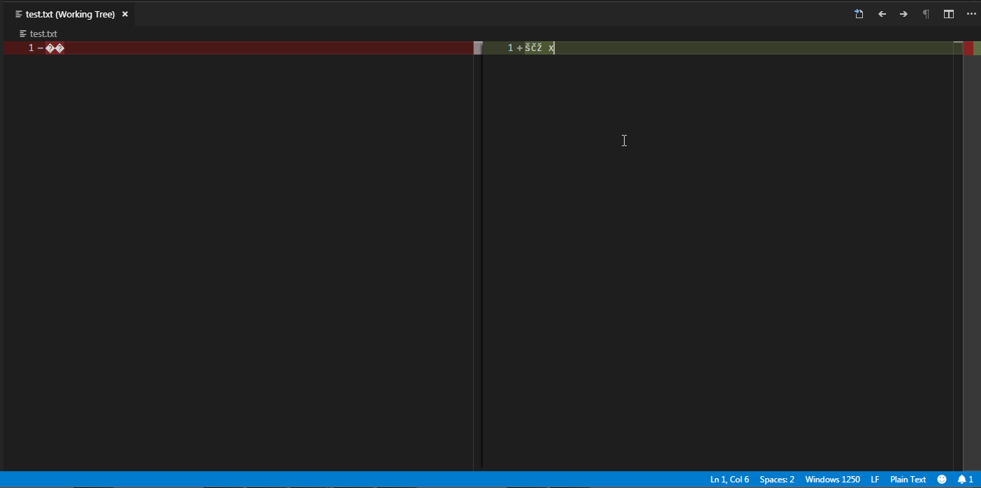 Left side of Changes View not showed in actual encoding · Issue #77069 · microsoft/vscode · GitHub