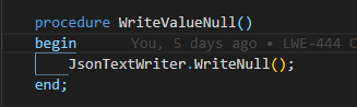 codeunit 1234 "Json Text Reader/Writer" - Make JsonTextWriter.WriteNull ...