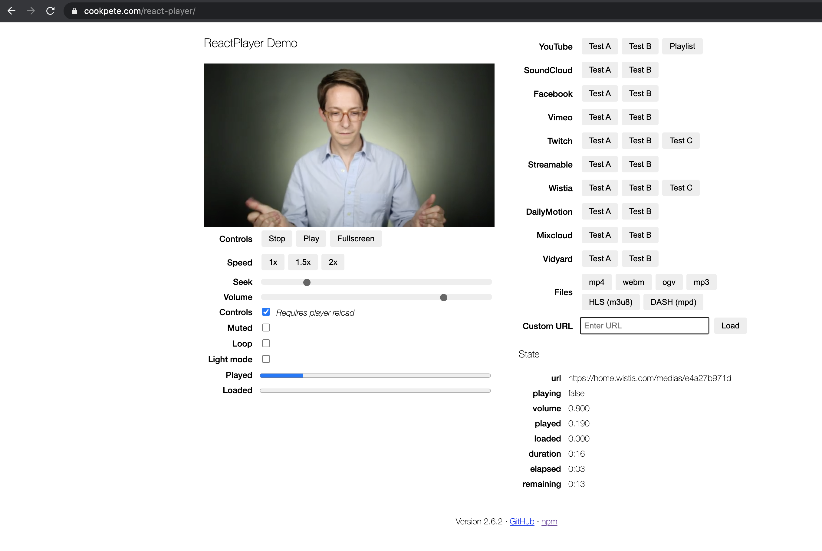 Wistia videos not loading · Issue #1198 · cookpete/react-player · GitHub