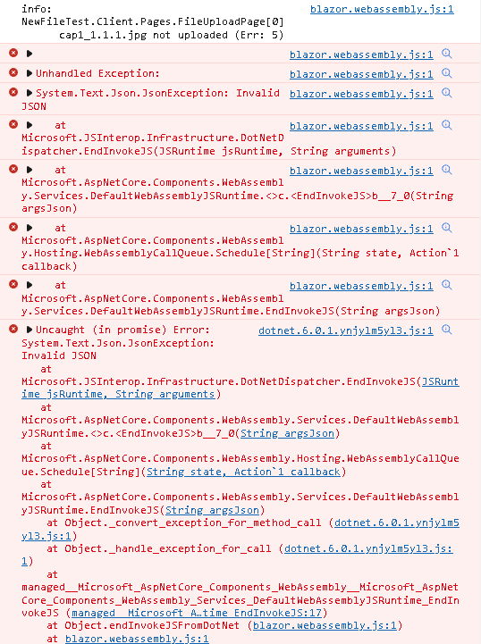Blazor WASM: File Upload - MultipartFormDataContent.Add() throws internal Invalid JSON exception ...