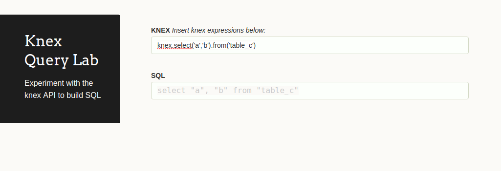 Cannot validate when copy and paste a knex query · Issue #4 · michaelavila/knex-querylab · GitHub