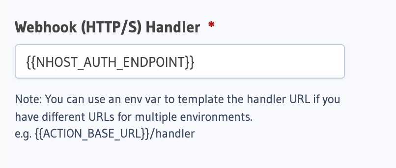 "Error during validation:" when defining action request transform using env var for "Webhook ...