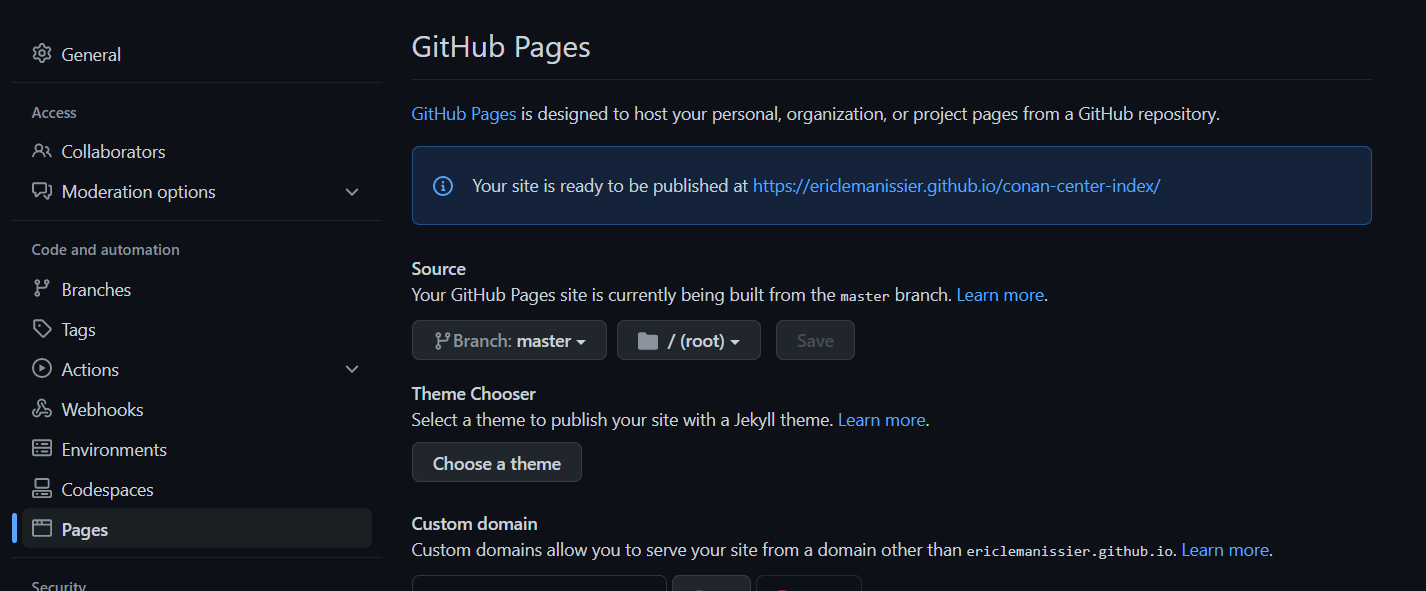 [question] publish to github pages · Issue #11529 · conan-io/conan-center-index · GitHub
