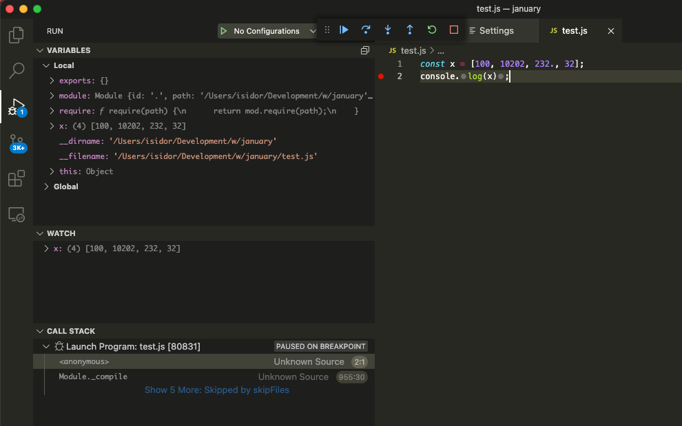 Debugger doesn't focus any source code if all frames are "deemphasized" making it unclear that ...