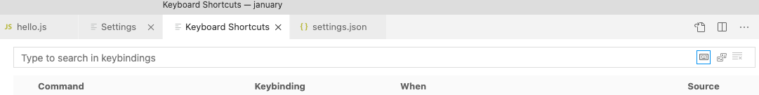 Left / right navigation does not work for moving focus in keybinding editor input actions ...