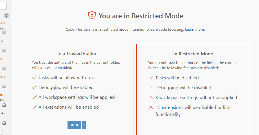 Trust editor: both options are color coded with red · Issue #122308 ...