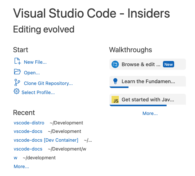 Consider adding Profile entry point in Getting Started · Issue #174495 · microsoft/vscode · GitHub