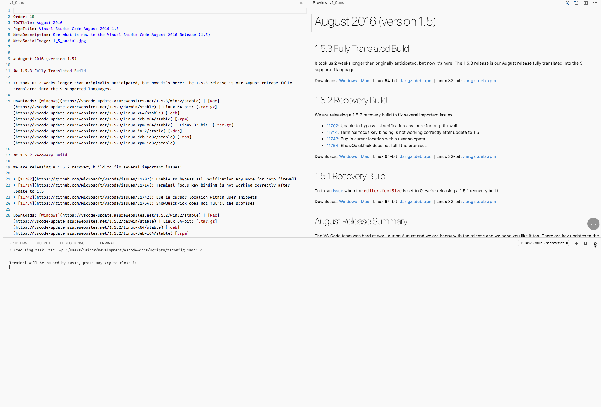 Terminal panel stays maximized when editor is split horizontally ...