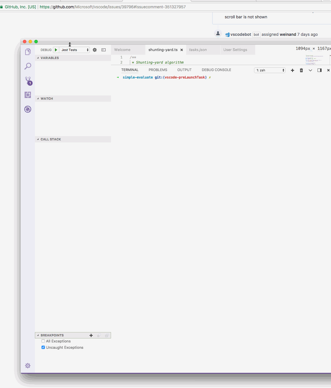 Breakopint tree does not show scrollbar when number of breakpoints