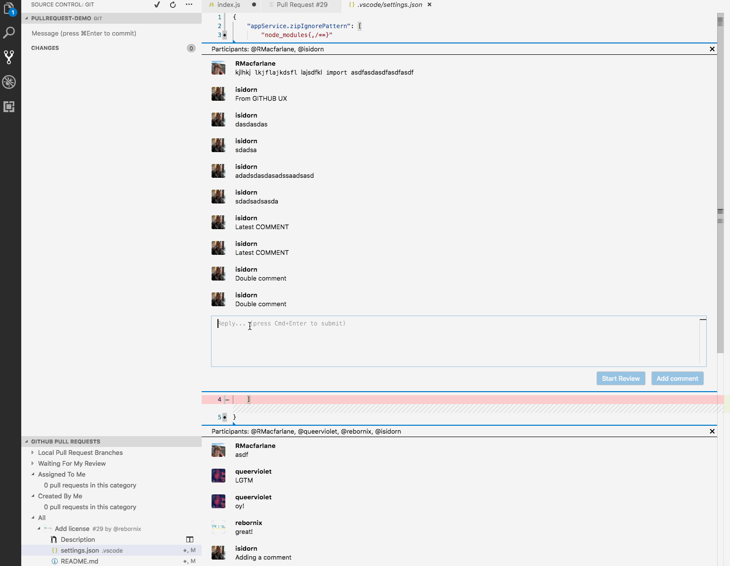 Double comment · Issue #67677 · microsoft/vscode · GitHub