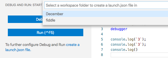 New debug/run experience always writes launch.json into first workspace ...
