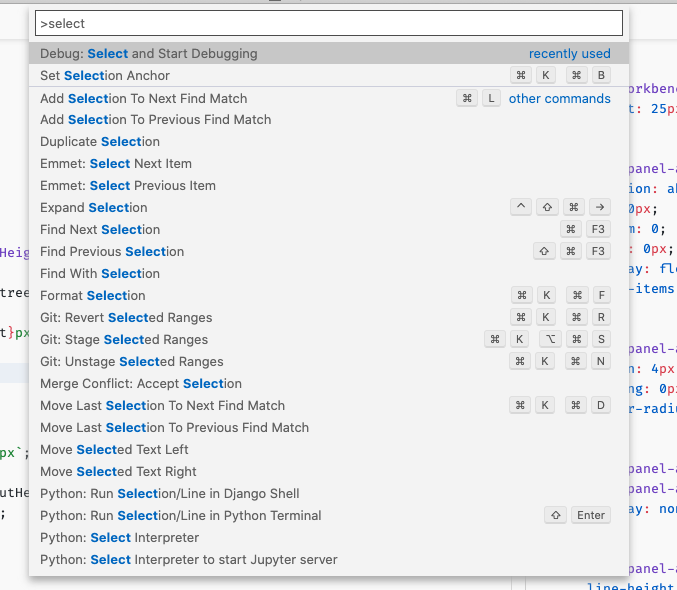 [insiders] "Select and start" debugging command appears twice and with strange description text ...