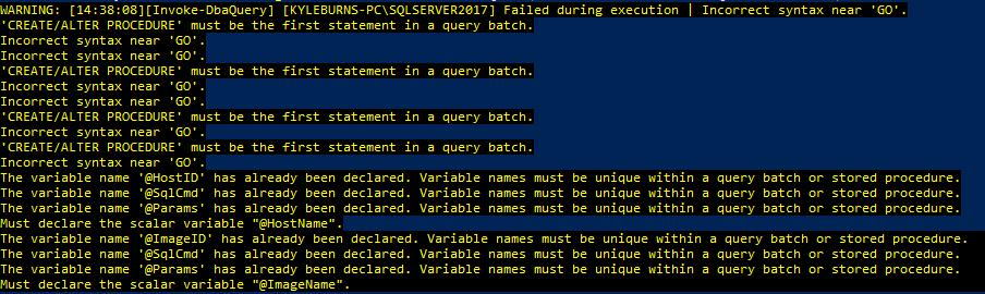 Incorrect syntax near 'GO' · Issue #123 · dataplat/dbaclone · GitHub