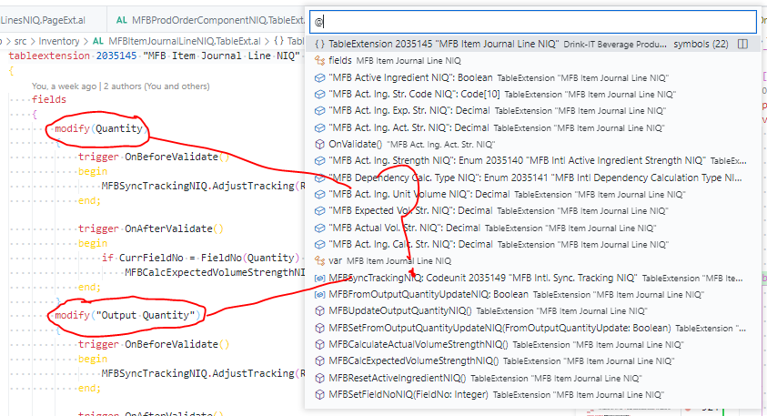 Modified fields on table extension not included in VS Code symbols ...