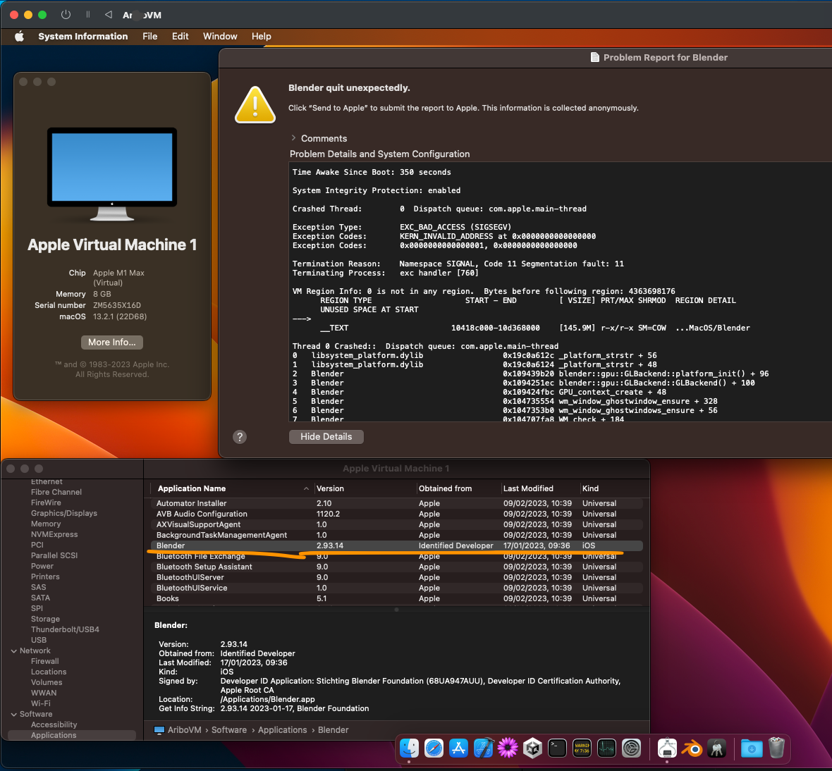 Cannot start Blender app in MacOS VM · Issue #5118 · utmapp/UTM · GitHub