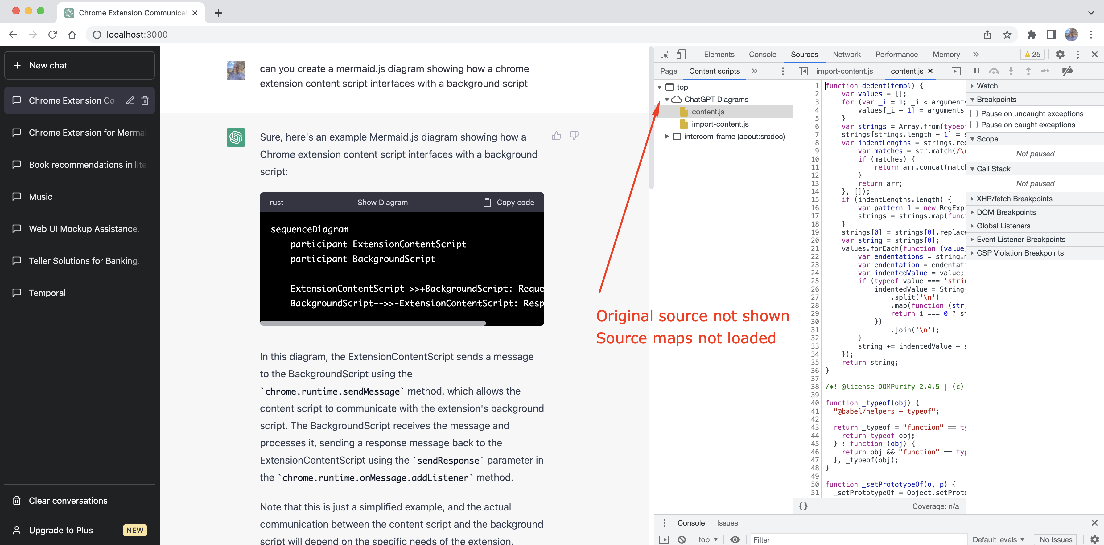 Bug Sourcemaps Do Not Appear To Be Generated Correctly For Chrome Extensions · Issue 691