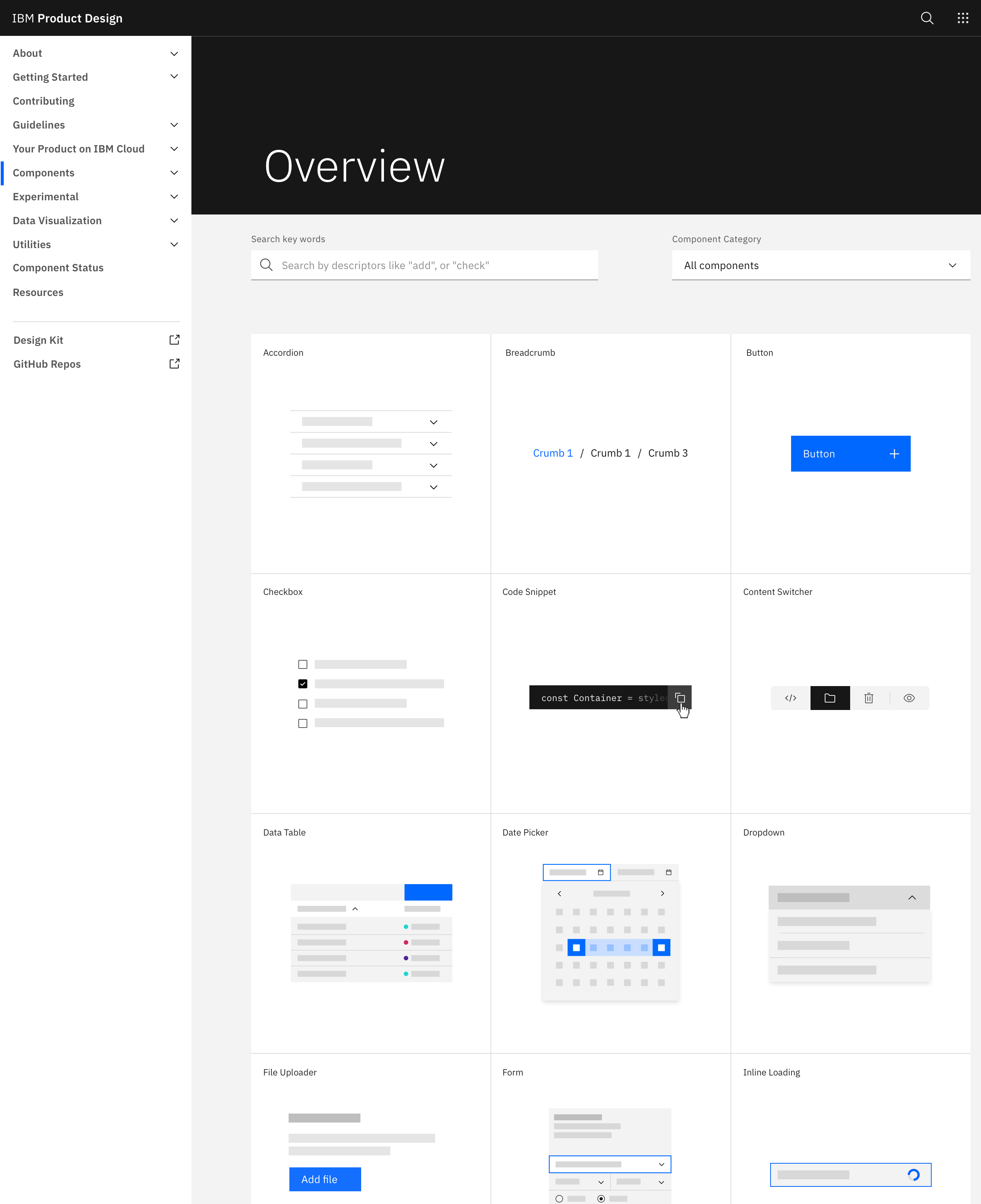 Improved component search and filter · Issue #267 · carbon-design ...