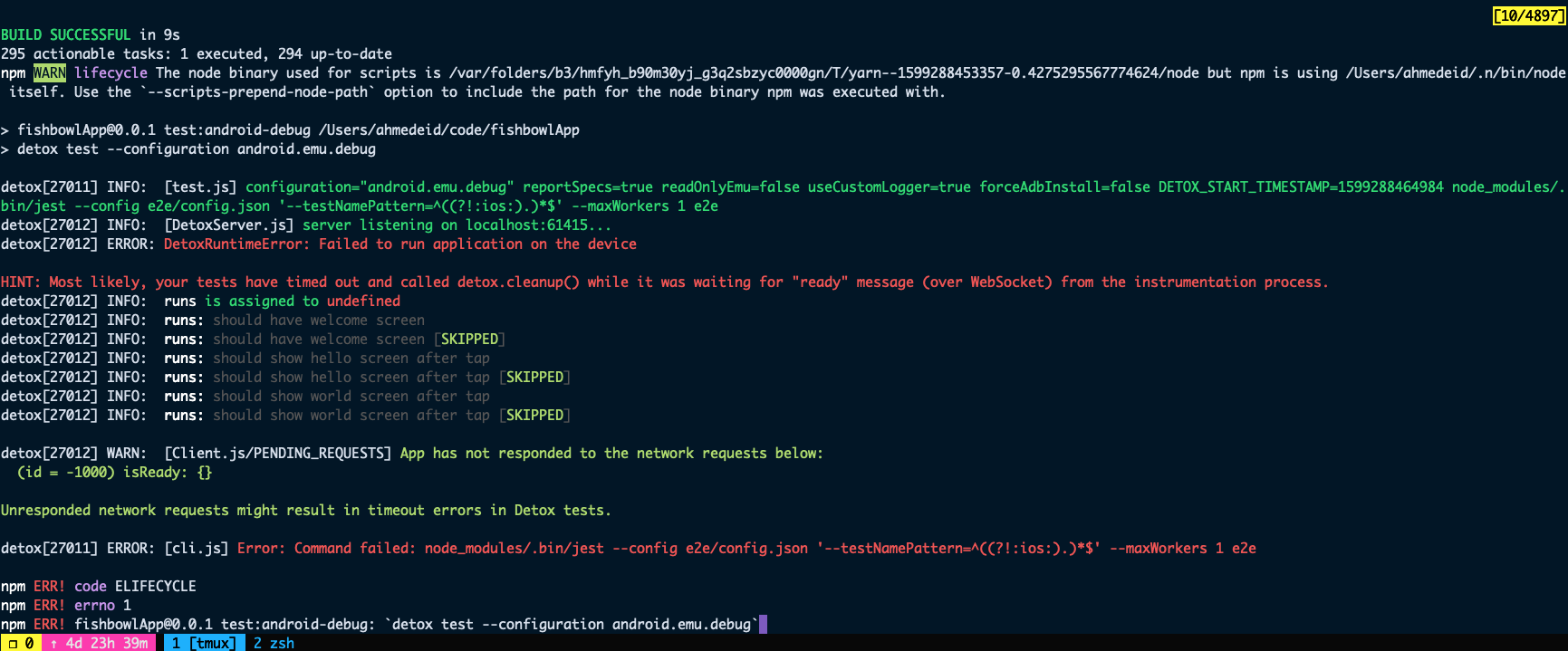 Not able to run detox test on Android Emulator[detox[8347] ERROR ...