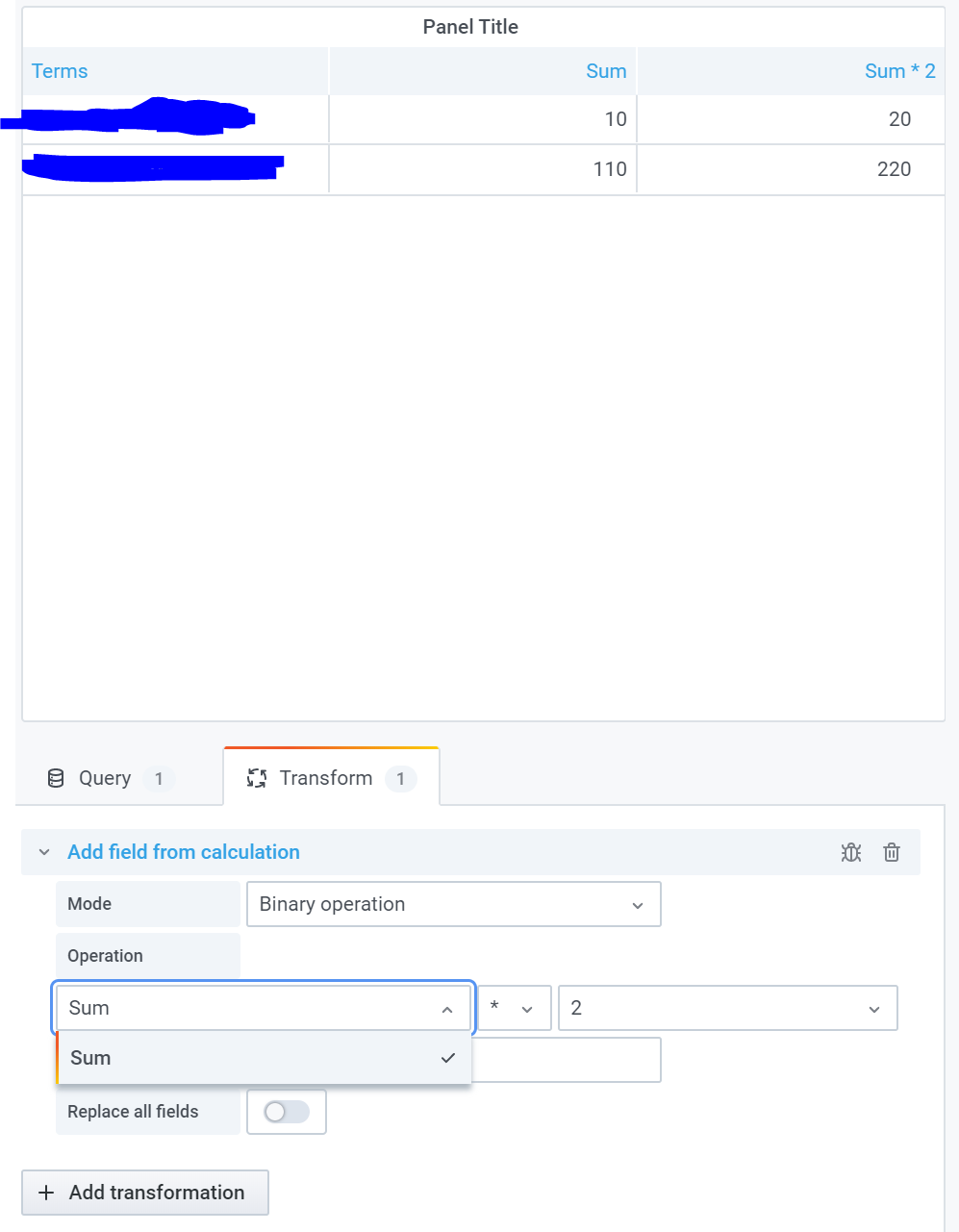 Transformations Binary Operator On Timeseries Is Missing Metric Selecting Which Is Present