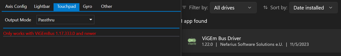 Touchpad Passthru is no longer supported after ViGEm Bus Driver Update ...