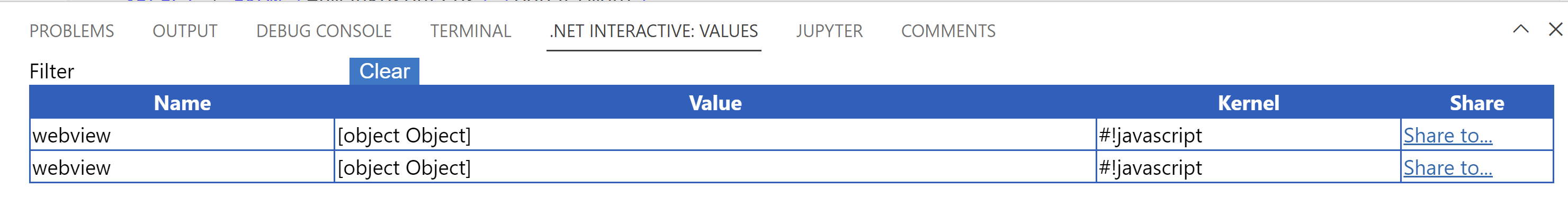 Unexpected Javascript Objects In Variable Explorer · Issue 2314 · Dotnet Interactive · Github