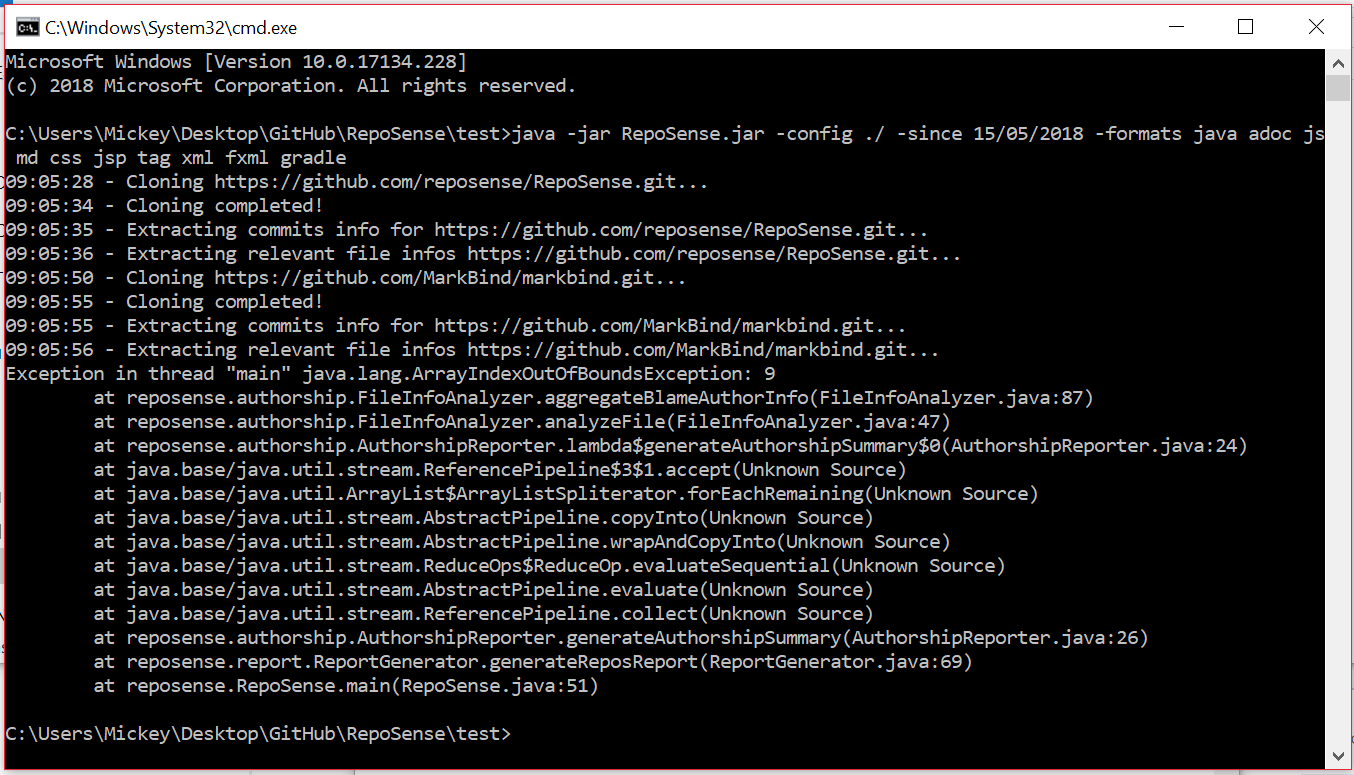 IndexOutOfBoundsException when aggregating blame info · Issue #325 · reposense/RepoSense · GitHub