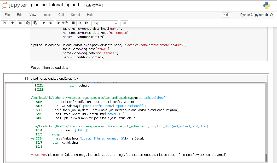 minikube: upload data : Connection refused, Please check if the fate flow service is started ...
