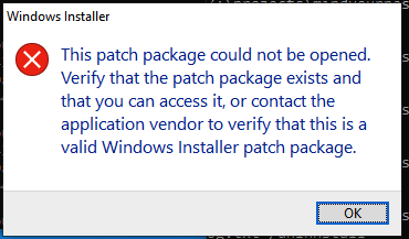 .msi /uninstall gives This patch package could not be opened · Issue #1136 · oleg-shilo/wixsharp ...