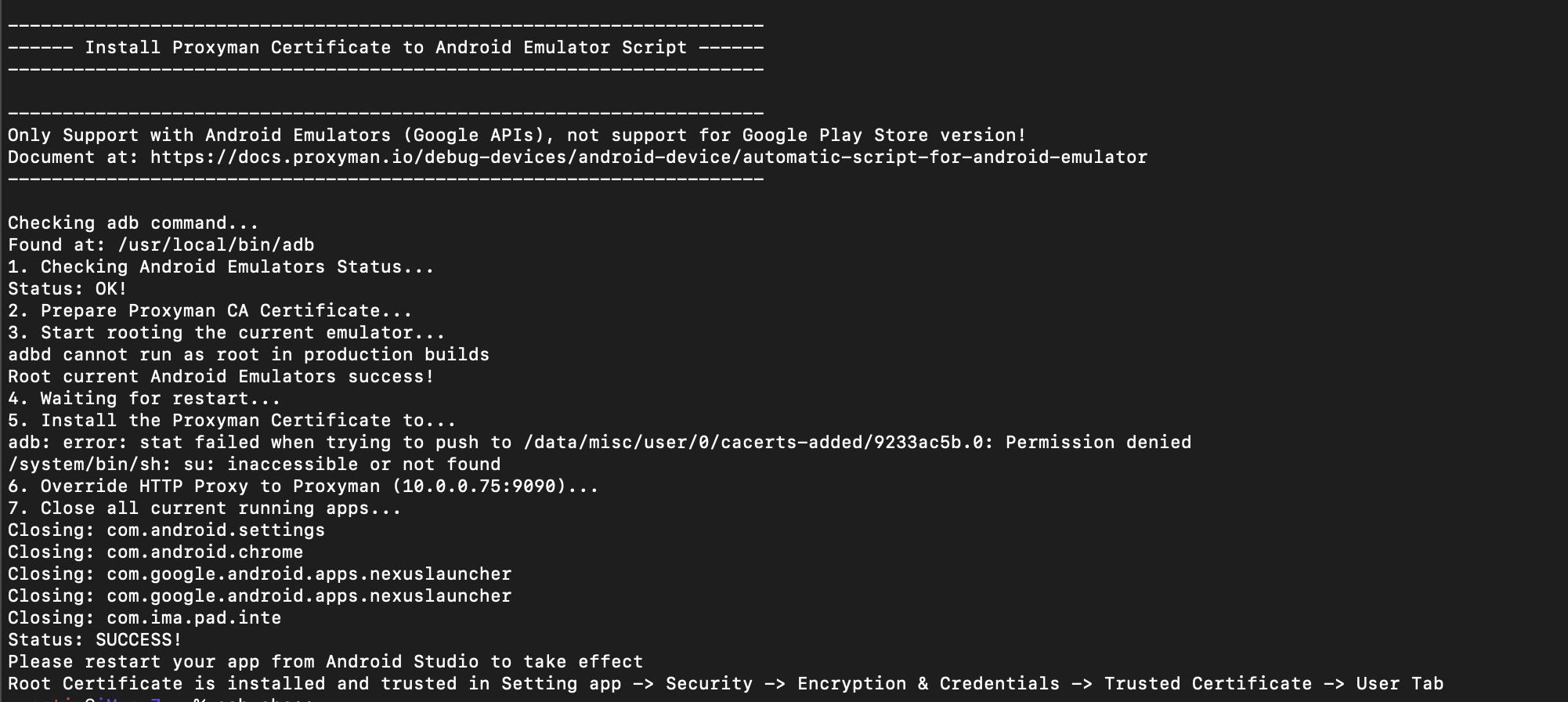 Automatically install and trust Proxyman Certificate in Android Emulator · Issue #657 ...