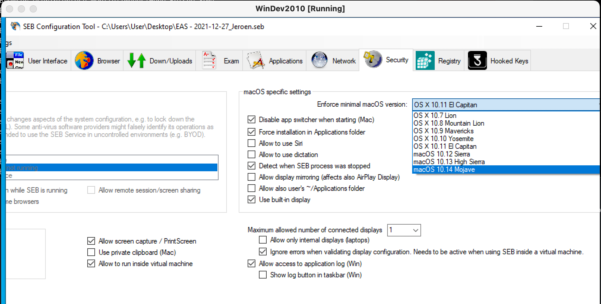 Windows Configuration Editor contains outdated MacOS list (Unhandled exception...Value of '9' is ...
