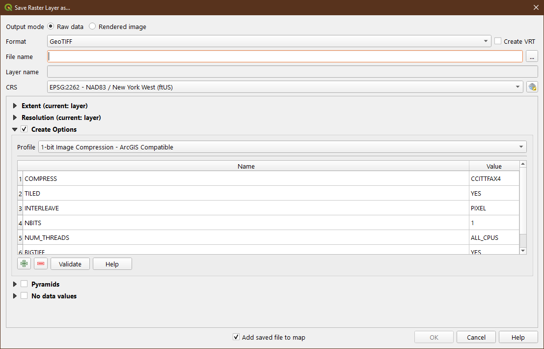 Single Most Recently Added Custom Gdal Create Options Profile Does Not Work In Processing