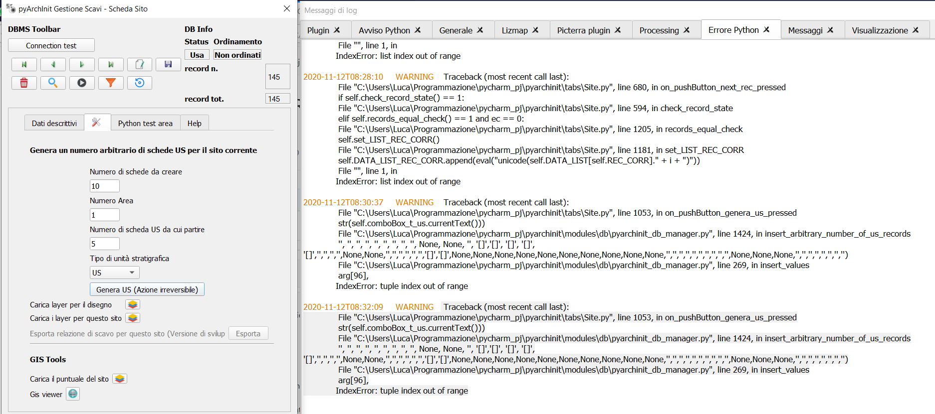 SCHEDA SITO - GENERAZIONE NUOVE SCHEDE - Errore Tuple index out of range · Issue #259 ...