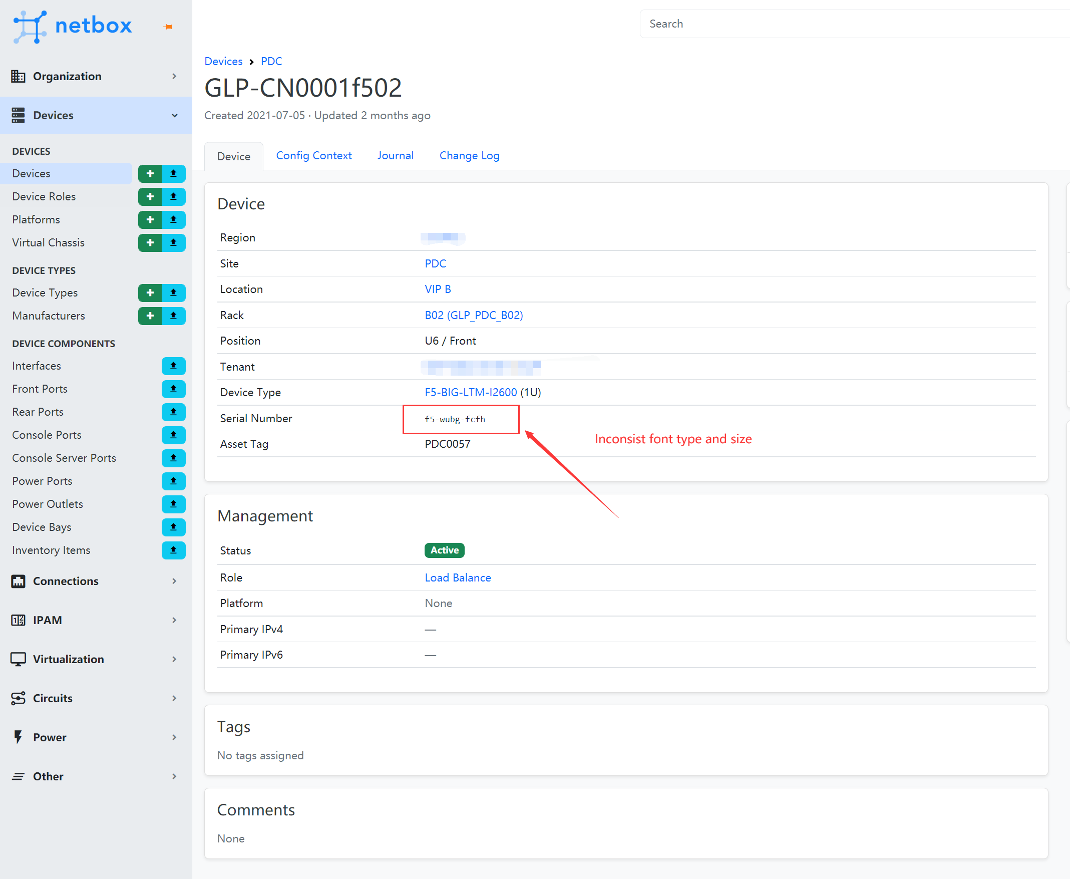Inconsistent font type and size of device serial number · Issue #7167 · netbox-community/netbox ...