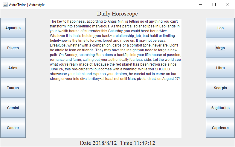 GitHub - dtran007/HoroscopeGUI: Daily Horoscope Graphical User Interface