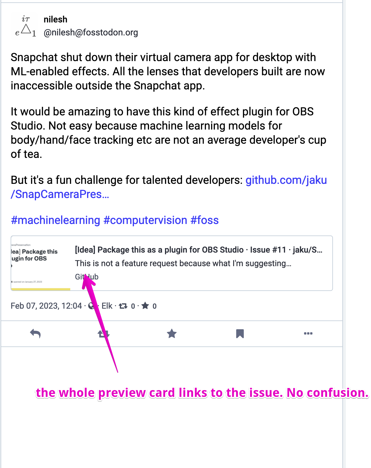 Confusing preview for github issue links · Issue #1666 · elk-zone/elk · GitHub