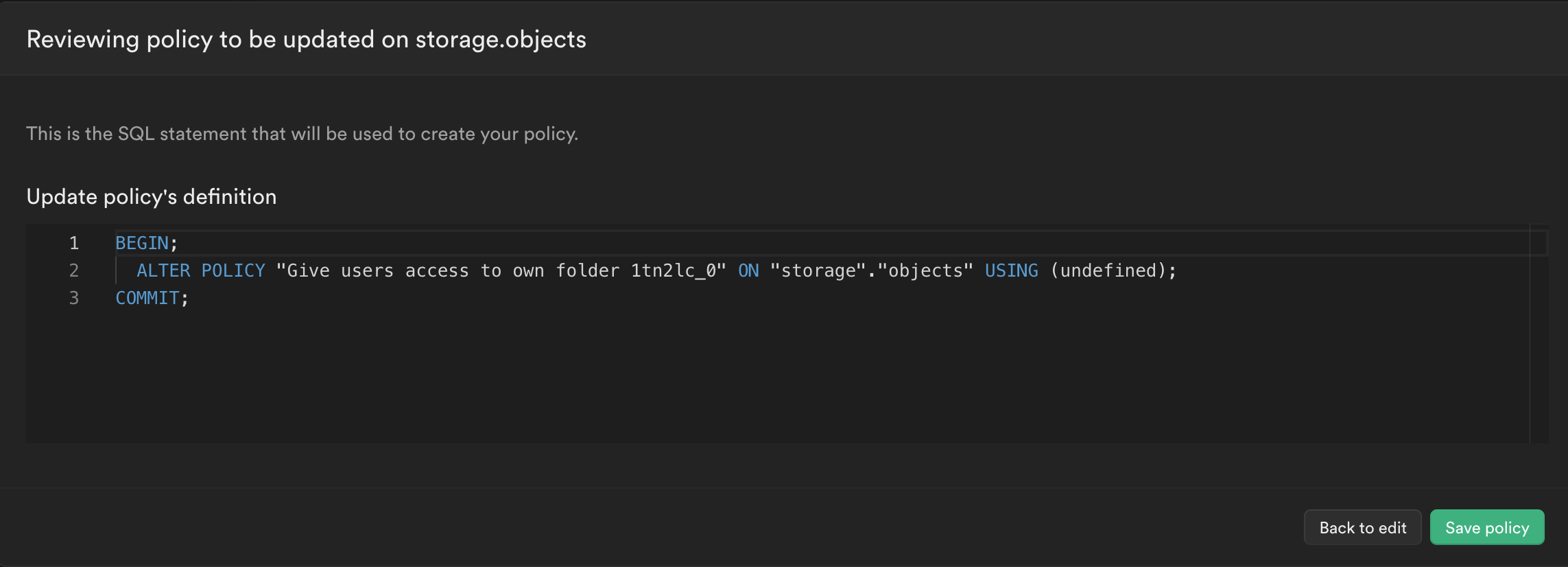 Storage `INSERT` policy should not have `USING` expression · Issue #7481 · supabase/supabase ...