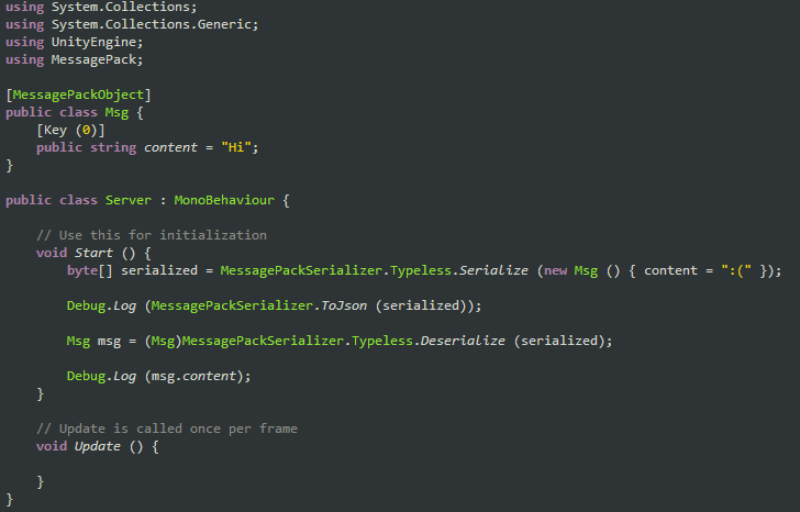 Typeless Resolver in Unity · Issue #82 · MessagePack-CSharp/MessagePack-CSharp · GitHub
