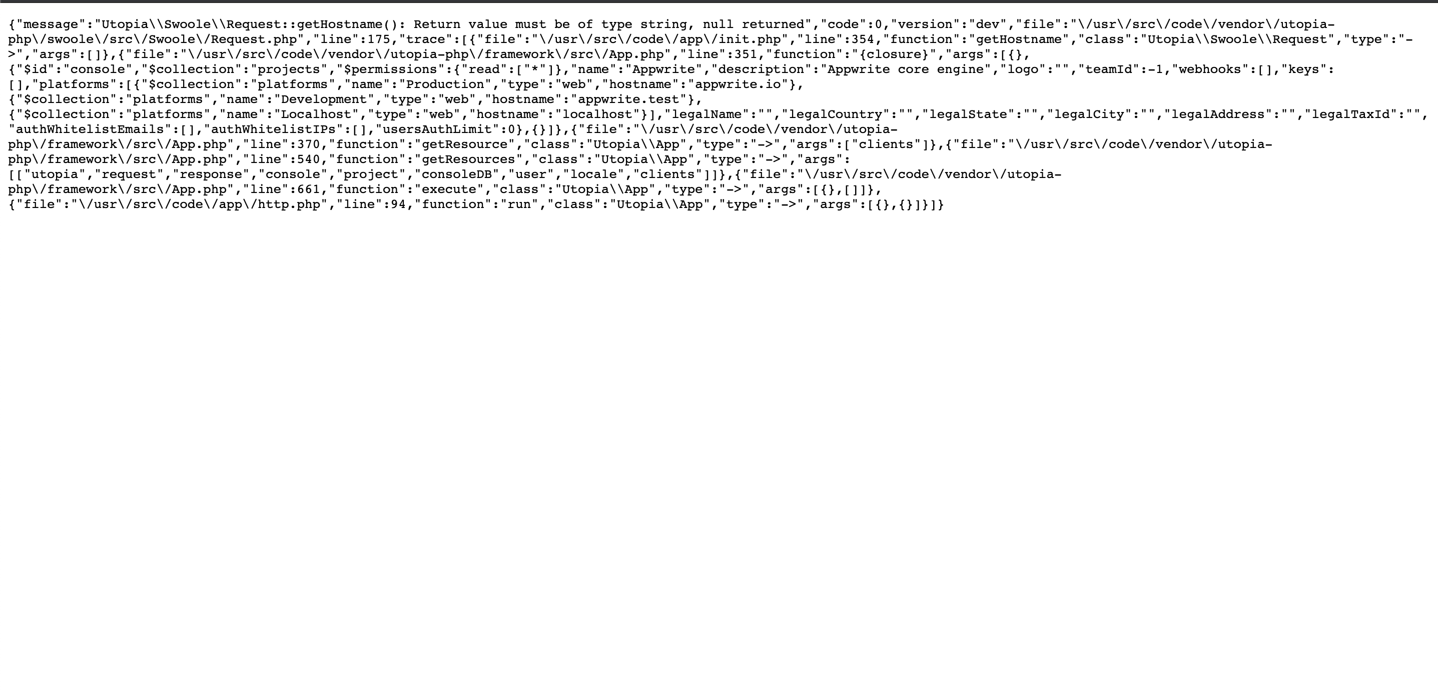 Invalid hostname throws ugly error · Issue #1293 · appwrite/appwrite · GitHub