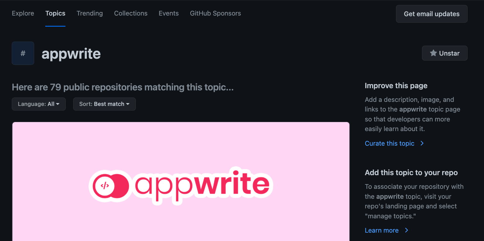 Help By Improving Appwrites Github Topic 馃摗 路 Issue 1888 路 Appwriteappwrite 路 Github