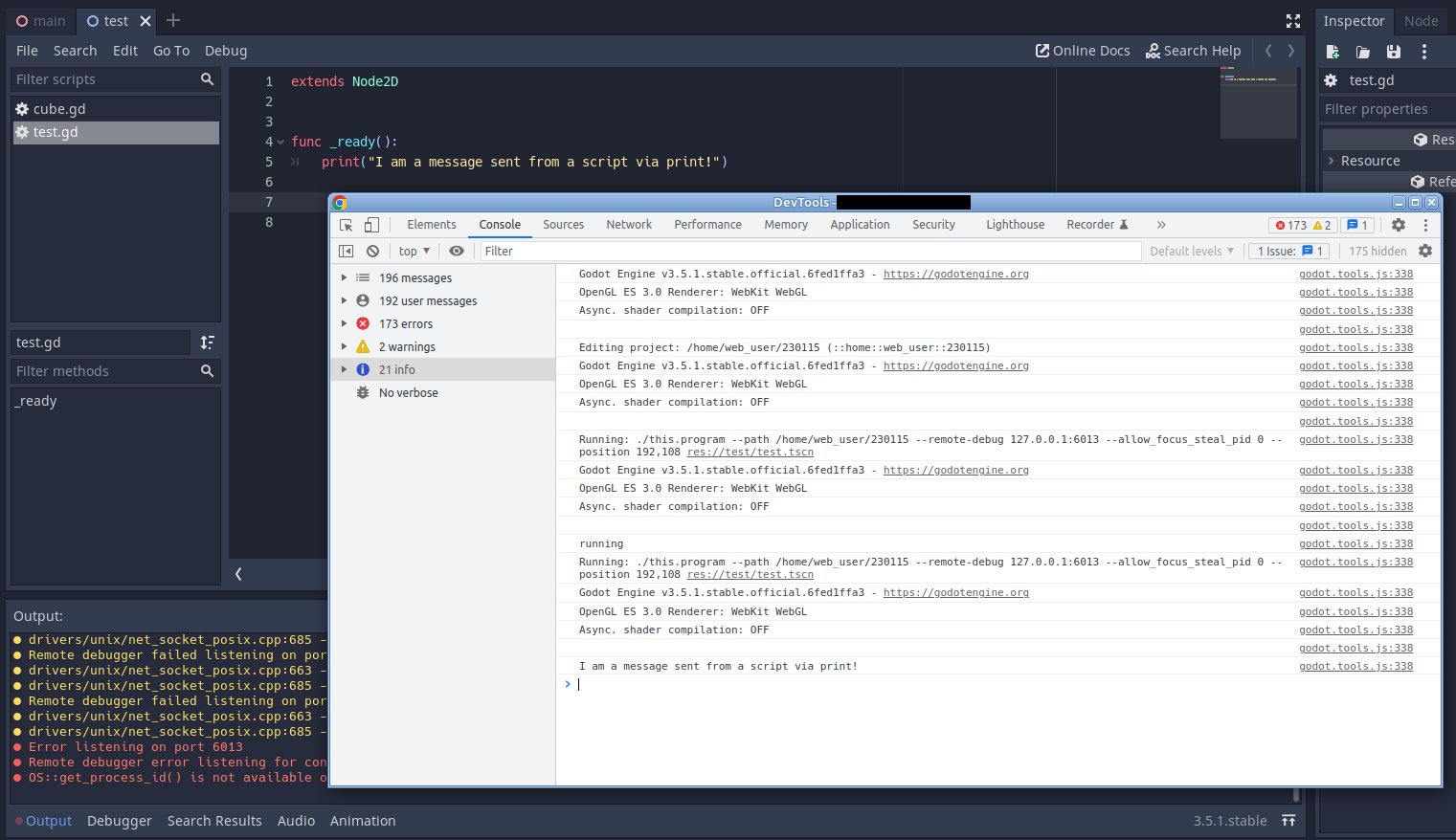 Add ability to view game output in the Web Editor · Issue #3895 · godotengine/godot-proposals ...