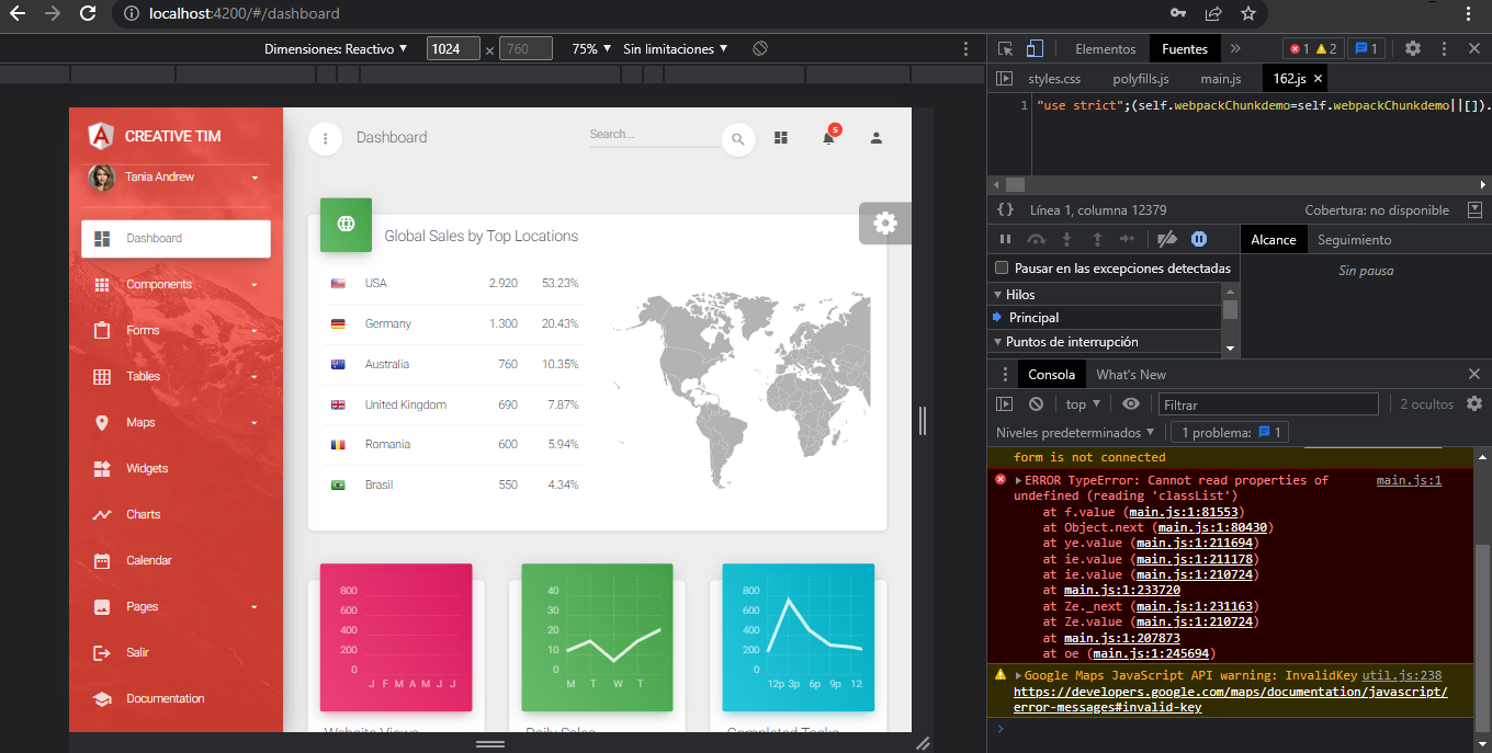 error reading 'classList' · Issue #406 · creativetimofficial/ct-material-dashboard-pro-angular ...