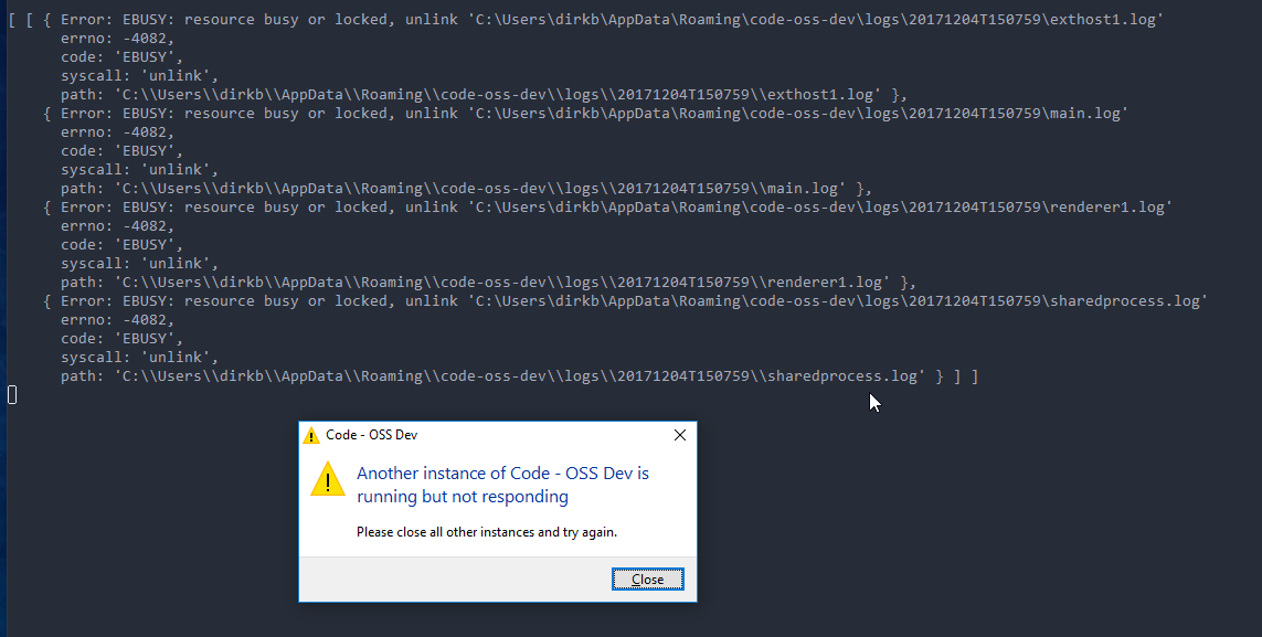 Sometime I get a wired error message when running --status under ...