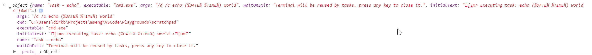 Terminal print additional " when executing task · Issue #47322 ...