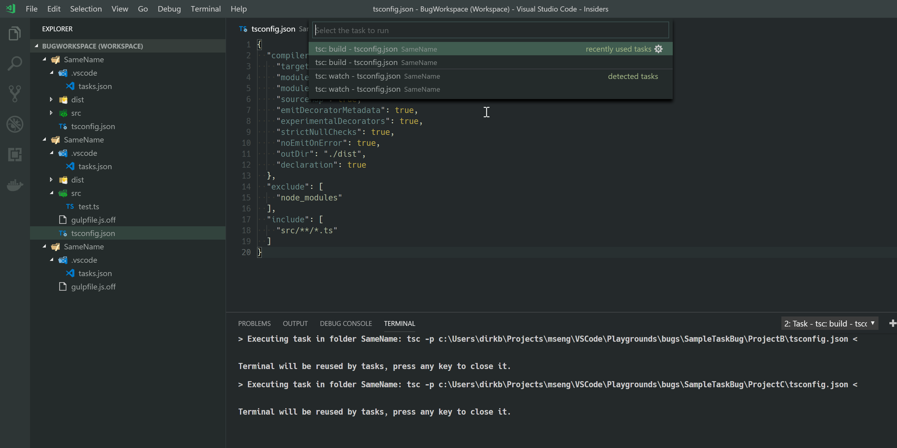 Build Task detection failure in multi-root workspace · Issue #60315 · microsoft/vscode · GitHub